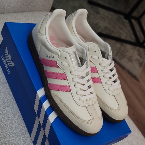 adidas | Shoes | Adidas Samba Sneakers With Pink Stripes | Poshmark